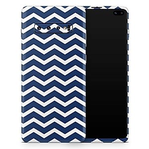 DesignSkinz White and Navy Chevron Stripes Protective Vinyl Decal Wrap Skin Cover Compatible with The Samsung Galaxy S20 (Screen Trim & Back Glass Skin)