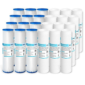 DIY Dual-Stage Red Wine Filtration Sediment Filter by Membrane Solutions, 5 & 20 Micron Filter Cartridges 10"x2.5" - 24 Pack