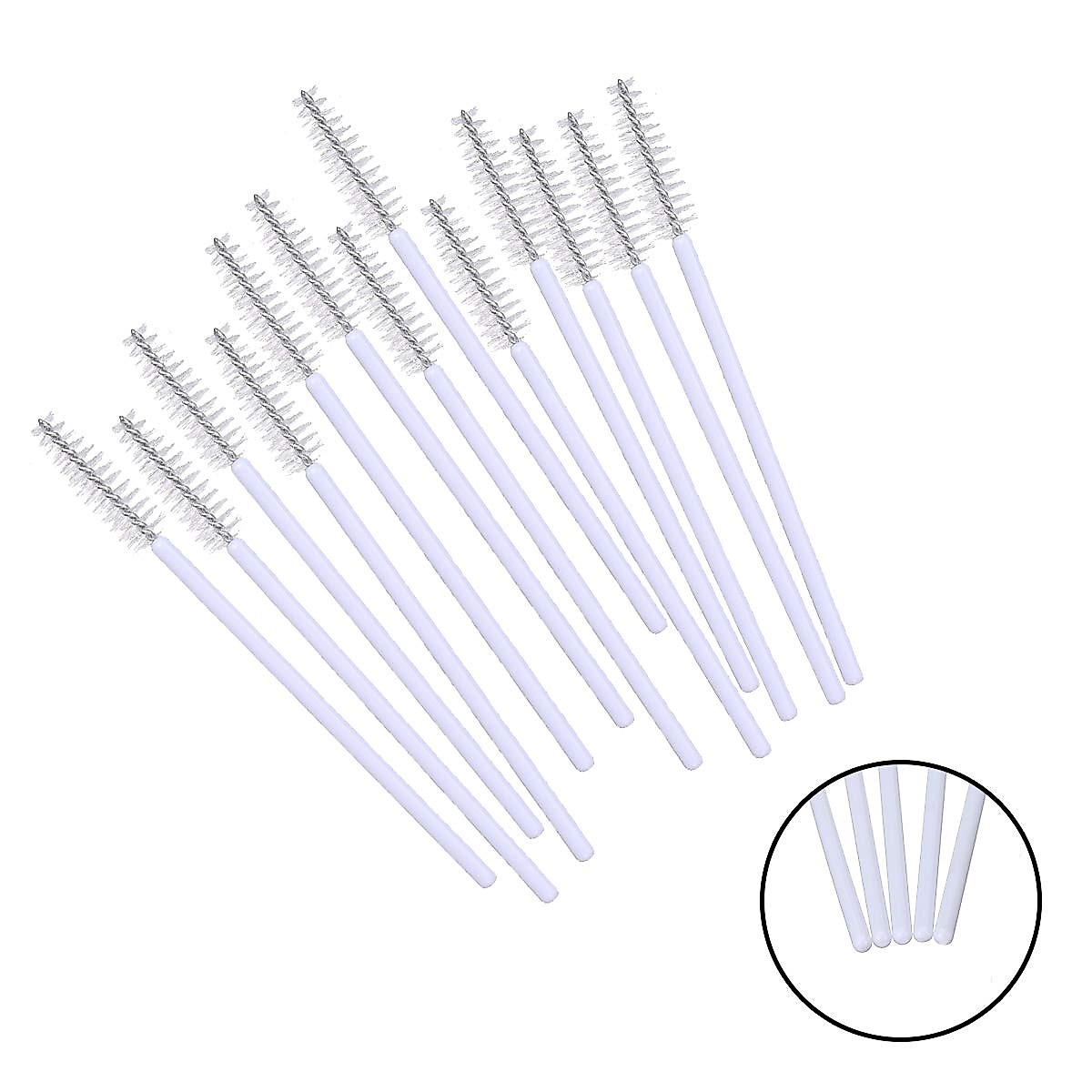 Elisel 100 PCS Disposable Eyelash Brushes Mascara Brushes Eye Lash Eyebrow Applicator Cosmetic Makeup Brush Tool Kits (White)