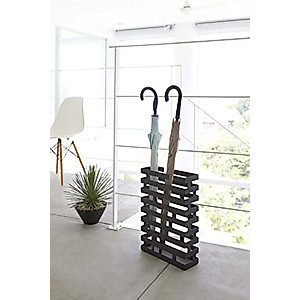Hang or Stand Wide Modern Umbrella Rack in Black Finish