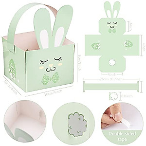 Whaline 24 Pack Easter Treat Boxes with Handle Easter Rabbit Bunny Chick Lamb DIY Basket Containers Cute Animal Style Candy Cookie Goodie Gift Holder Box for School Classroom Party Favor Supplies