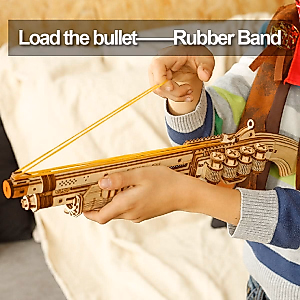 ROKR 3D Wooden Puzzle DIY Building Toys Mechanical Model - Multi-Player Game with Wood Targets &Rubber Bands, Gifts for Adults