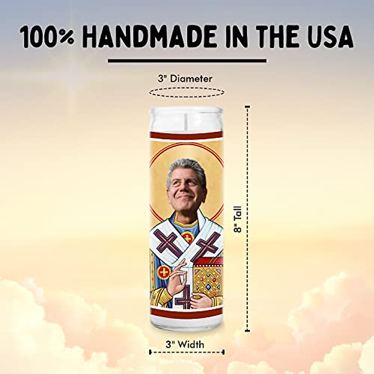 Anthony B Celebrity Prayer Candle - Funny Saint Candle - 8 inch Glass Prayer Votive - 100% Handmade in USA - Novelty Celebrity Gift