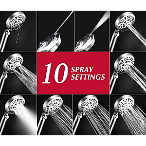 Filtered Shower Head with Handheld,High Pressure Water Flow and 10-Mode Shower Head Filter for Hard Water,Water Softener Shower Head,Handheld Shower Head with 70“ Long Hose