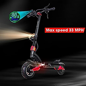 TIFGALOP Adult Electric Scooter Motor Power 1600W Maximum Speed 33 MPH Range 80~90KM，10 inch tubeless Off-Road Tires Convenient Folding Sports Scooter