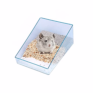 Acsist Hamster Sand Bath Container Acrylic Sand-Bath Box Guinea Pigs Bathroom Shower Toilet Digging Sand Small Animals Bathtub for Gerbil Guinea Pig Hedgehog(Blue)