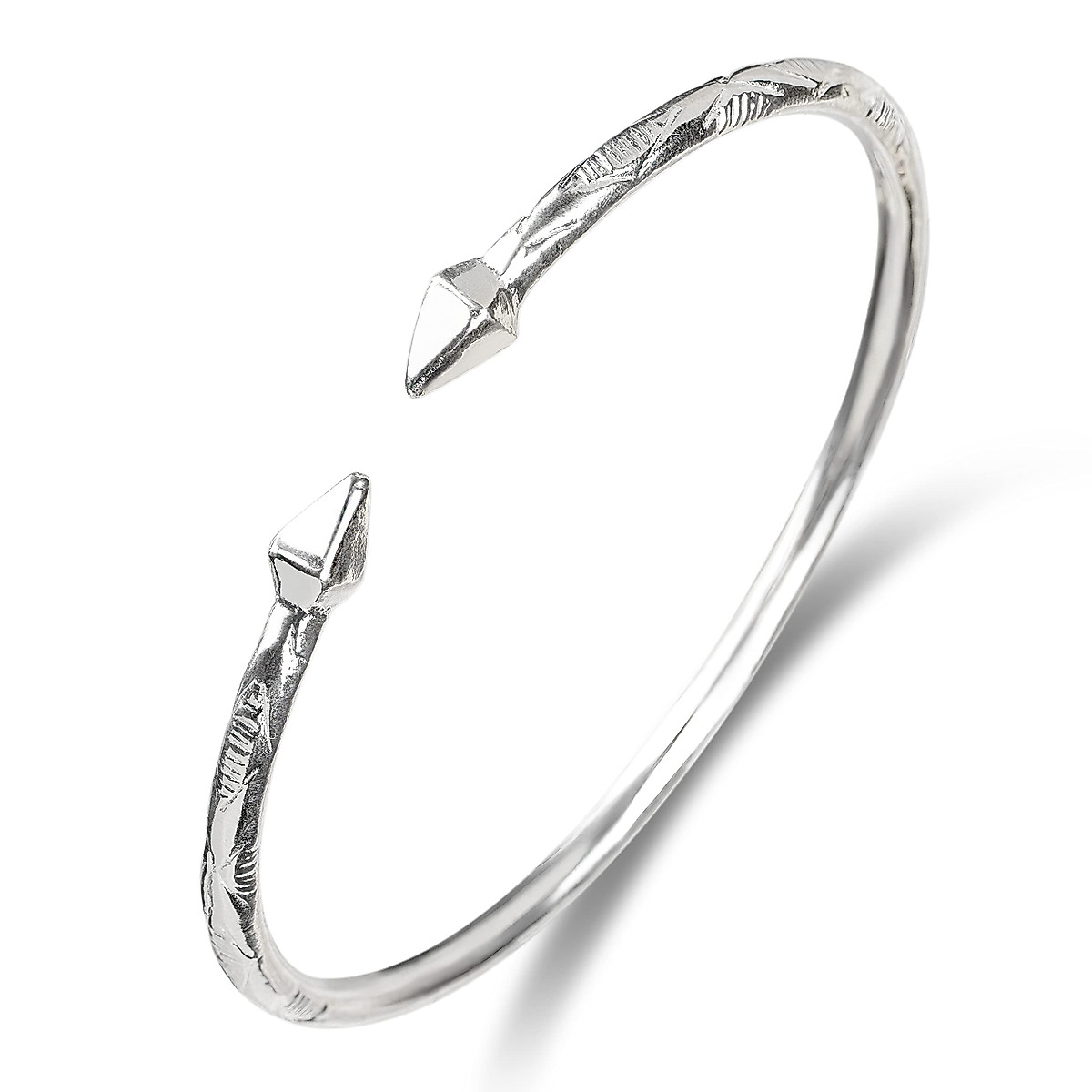 Better Jewelry Pyramid .925 Sterling Silver West Indian Bangles, Made in the Usa, 1 pair (7.5)
