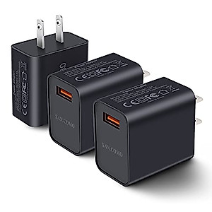 [3-Pack] Quick Charge 3.0 Wall Charger,18W QC 3.0 USB Wall Charger Adapter Fast Charging Block Compatible Wireless Charger Compatible with Samsung Galaxy S10 S9 S8 Plus S7 S6 Edge Note 9, LG, Kindle