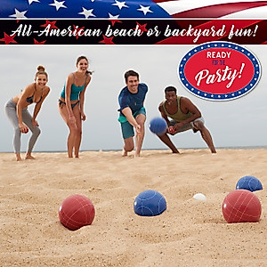 Franklin Sports Bocce Ball Set - 8 All Weather 90mm Bocce Balls, 1 Pallino and Carrying Case - Beach, Backyard Lawn or Outdoor Party Game - American Set