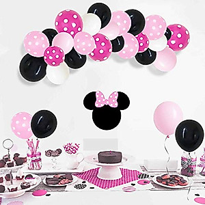 ANSOMO Black and Pink Latex Balloons, 12 inch Thick Polka Dot Balloons, 60 Pcs