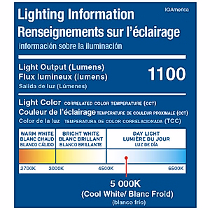 IQ America Motion Security Flood Light Eave/Soffit or Wall Universal Mount 1100 Lumen LED Outdoor Weatherproof Adjustable Motion Sensor, 180° 50' Detection, Yard Barn Shed Attic Workshop Garage WH