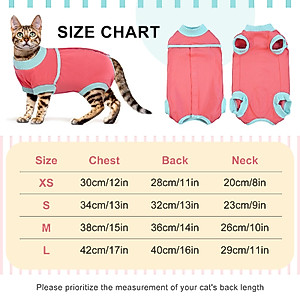 FUAMEY Cat Recovery Suit,Female Cat Spay Suit Kitten Surgery Onesie Cat Bodysuit Alternative to Cone Collars,Preventing Cats from Licking Abdominal Wounds Skin Protector Weaning Clothes Pink L