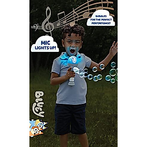 BLUEY Dance Mode Bubble Machine and Toy Microphone | Bluey Toy for Baby, Toddlers and Kids | Includes Bubble Solution