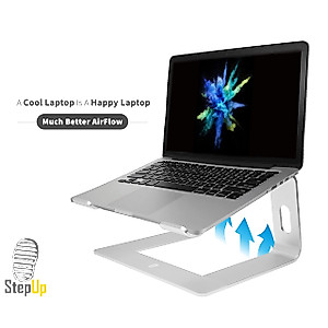 StepUp 2in1 2022 model Laptop Stand For Desk and phone Holder, Docking Ergonomic Aluminum Elevated Stands, Portable Computer Riser, Fits All Raised Devices ipad, Notebook, Macbook Pro 10-17 inch Black