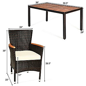 Lek Store 7 Pcs Outdoor Patio Dining Set Garden Rattan, Steel, Wood, Home Garden Furniture Design Will be The Focus of Your Garden, Courtyard, Indoor, Outdoors Living Sofa, Patio, Poolside, Backyard.