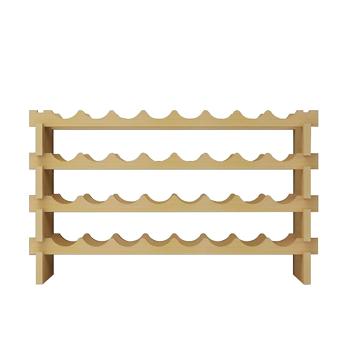 soges Wine Rack 32 Bottle Stackable Wine Storage Wood Wine Display Racks Free Standing Wine Shelf, BY-WS4832M