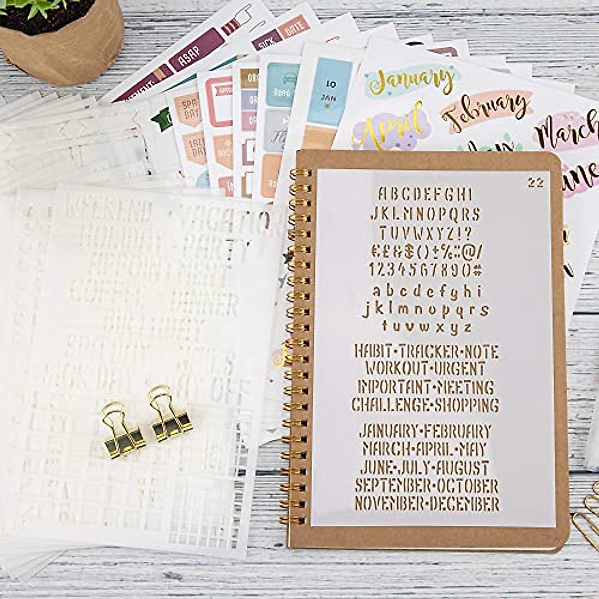 Easy to Use Stencil Set for Dotted Journals - Time Saving Planner Accessories/Supplies Kit Makes Creating Layouts Easy - Incl. Bullet Point Checklists, Daily/Weekly/Monthly Calendars