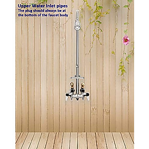 Artiwell Outdoor Shower Fixture System,with Rustproof Riser and Riser Extension, Double Handle Utility Shower Faucet with Showerhead and Soap Dish, Polished Chrome