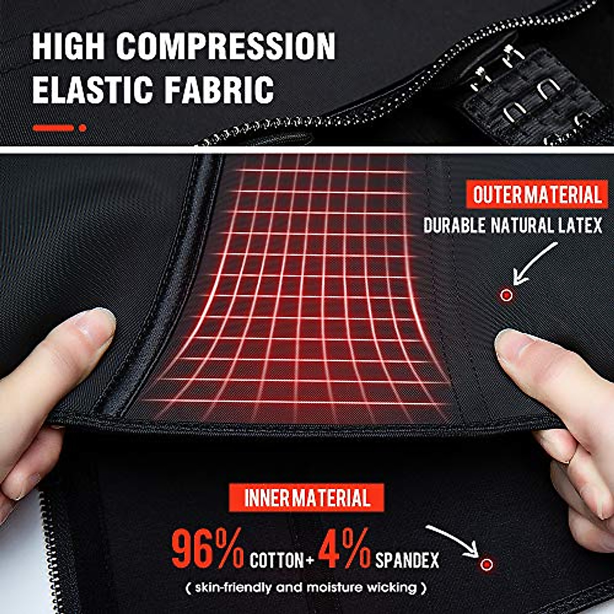 ASHLONE Latex Waist Trainer Corset Underbust Sport Cincher Womens Workout Body Shaper Black