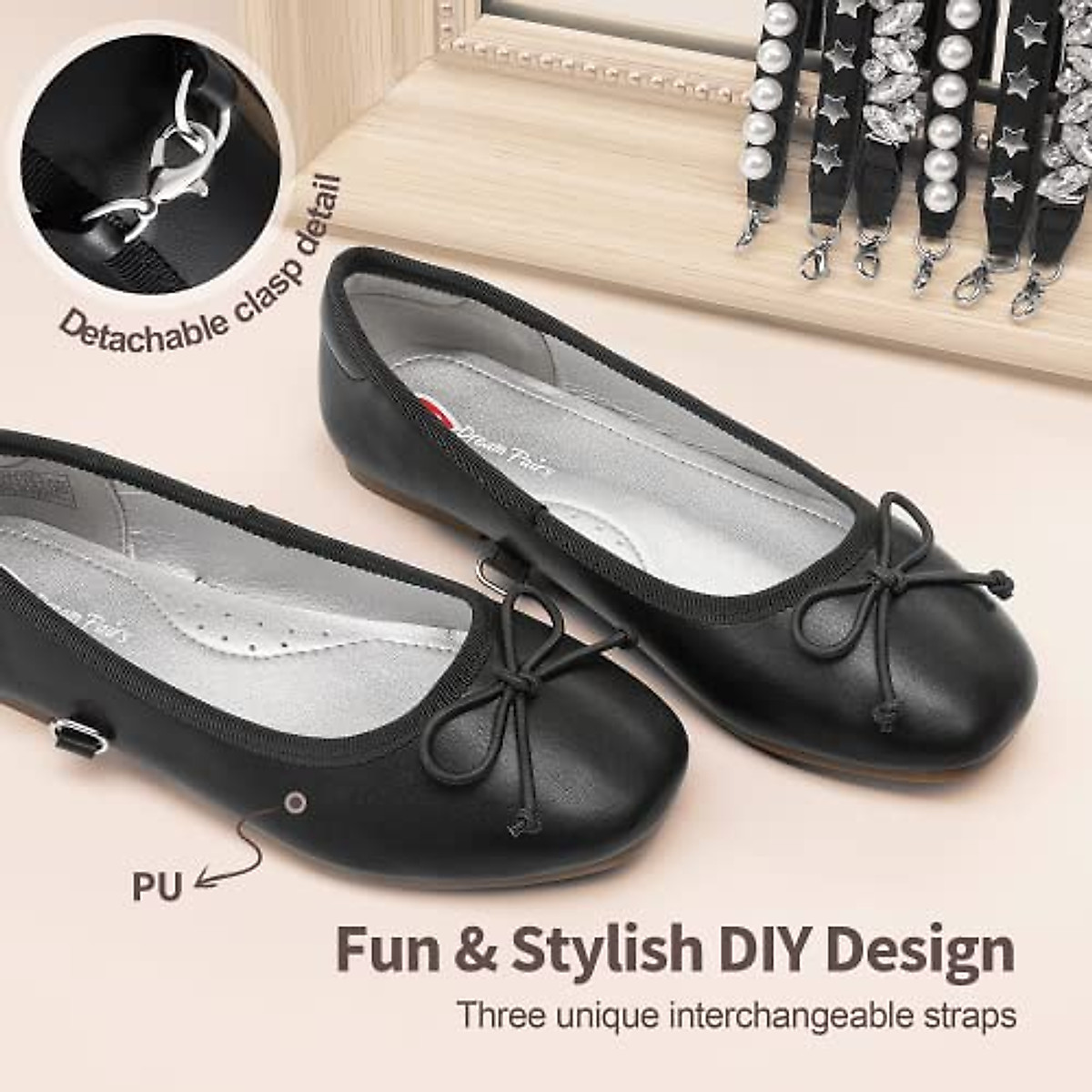 DREAM PAIRS Girls Dress Shoes Fashion Bow Ballerina Flower Girl Ballet Flats SDFL2306K Black 2 Little Kid