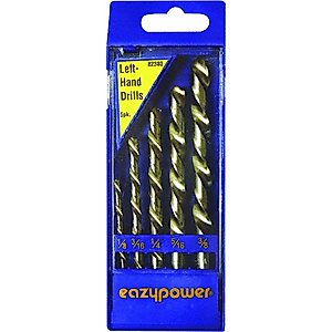 EAZYPOWER 82380 5Piece 1/8"-3/8" Left Handed M2 High Speed Steel Drill Bit Set