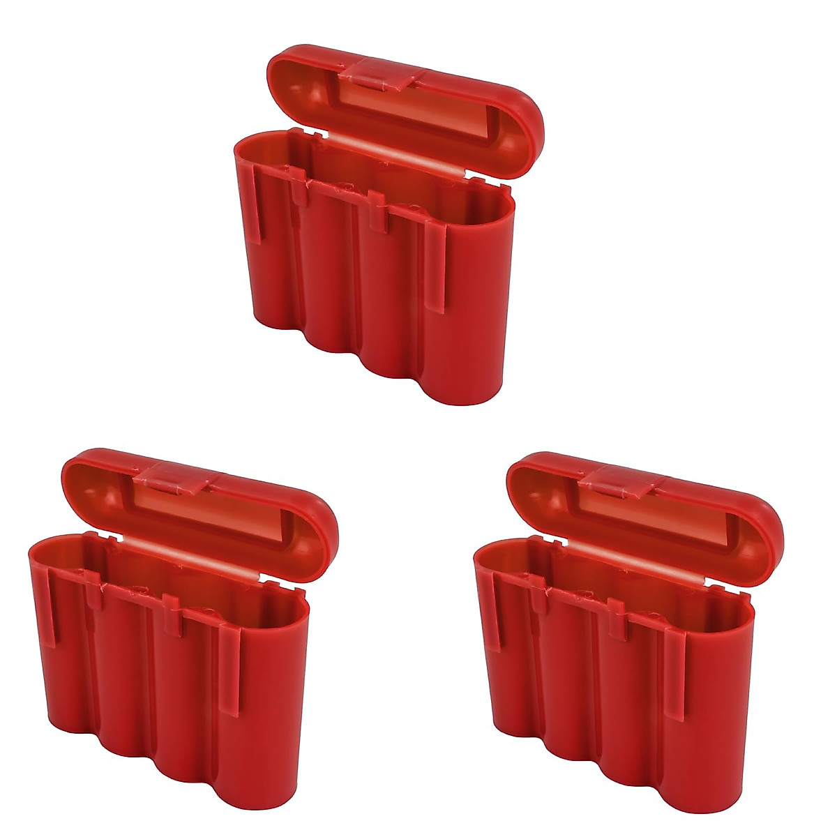 Powertron Batteries 3 Pack AA/AAA / CR123A Red Battery Holder Storage Cases