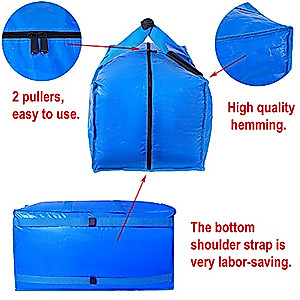 JSJHE Heavy Duty Extra Large Moving Bags W/Backpack Straps Strong Handles & Zippers, Storage Totes, Alternative to Moving Box, Recycled Material (blue, 4pcsX29.5x15x13inch)