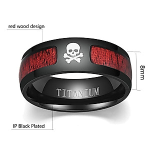 Ringcrown Couple Rings Matching Ring Black Skull Ring Red CZ Womens Wedding Ring Punk Ring