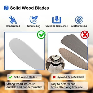 Swcita Large Ceiling Fans without Light, 60 Inch Modern Ceiling Fan with 3 Wood Blades, Noiseless Reversible DC Motor and Remote, for Outdoor Patios Indoor Bedroom Living Room Farmhouse, White