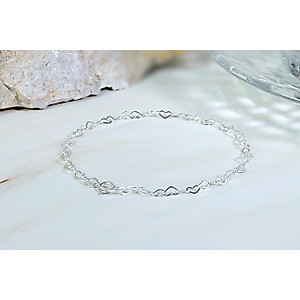 Sterling Silver Heart Loop Link Chain Tennis Bracelet for Women Teens