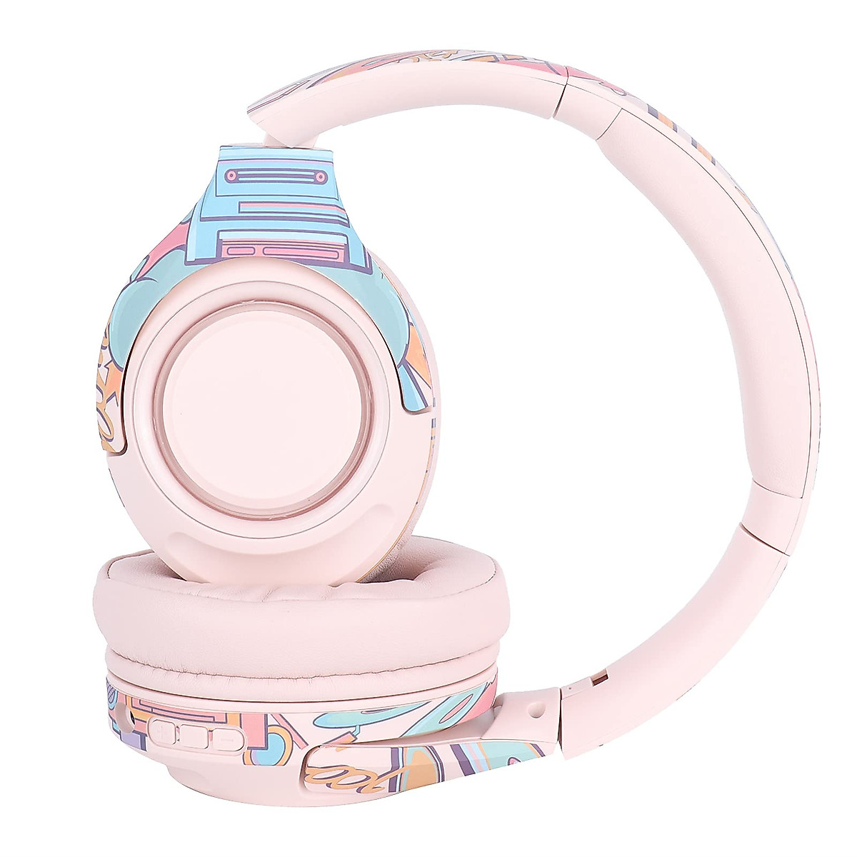 Wireless Over Ear Gaming Headset, RGB Colored Bluetooth 5.1 HiFi Stereo Headphones with Pluggable Noise Cancelling Mic, 24Hrs Playtime - Graffiti ()