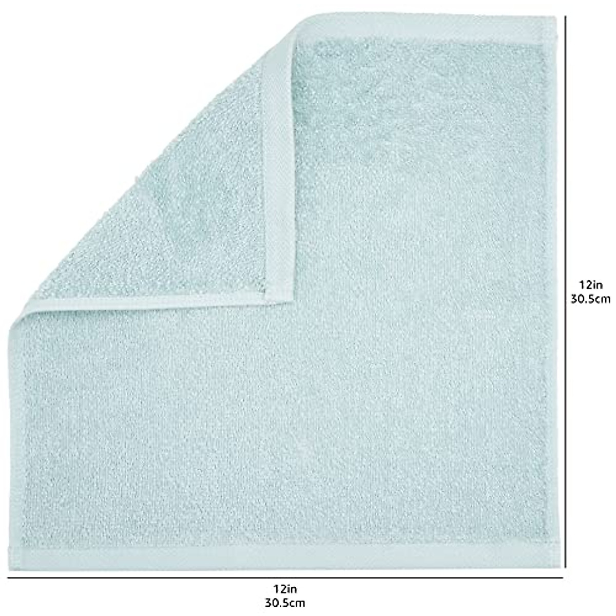 Amazon Basics Fast Drying, Extra Absorbent, Terry Cotton Washcloths - Pack of 24, Ice Blue, 12 x 12-Inch