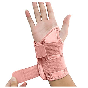 NuCamper Wrist Brace Carpal Tunnel Right Left Hand for Men Women, Night Wrist Sleep Supports Splints Arm Stabilizer with Compression Sleeve Adjustable Straps,for Tendonitis Arthritis Pain Relief (Right Hand-Pink, Small/Medium (Pack of 1))