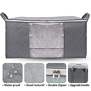 Yatide Closet Organizers and Storage,3 Pack Large Under Bed Storage Organizer, Foldable Clothing Storage Bins with Reinforced Handle for Comforters, Clothing, Bedding (Large Gray)