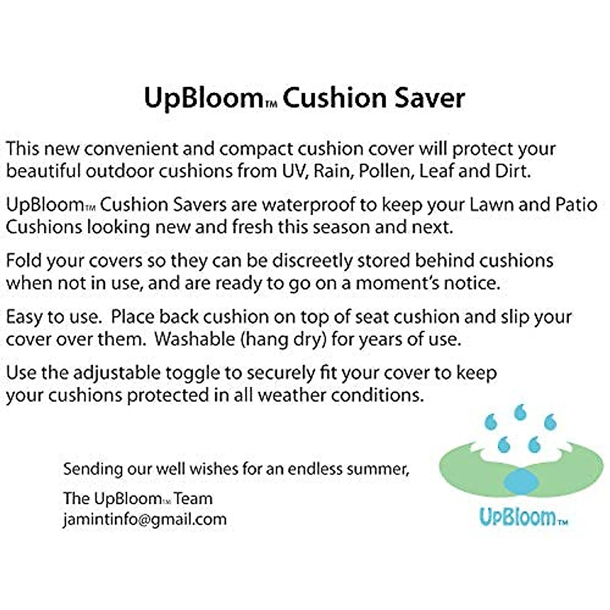 UpBloom | Waterproof Seat Cushion Covers - Quick On/Off for Easy Storage, Lightweight Outdoor Chair Cushions Cover, Washable Covers for Patio Chair Cushions, Outdoor Cushions Cover for Patio Furniture