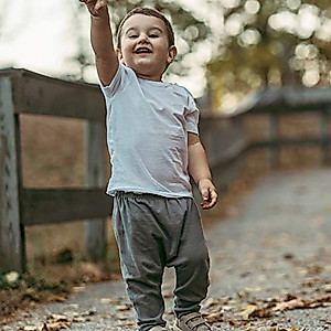 HonestBaby unisex baby Organic Cotton Cuff-less Harem Multi-pack Pants, 4-pack Gray Ombre, 6-9 Months US