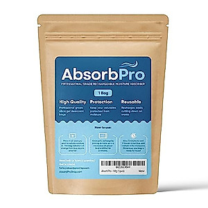 Absorb Pro - 100g (1-pack) Rechargeable Desiccant Pouch - Moisture Absorbing Bag - Dehumidifier for Bins, Totes, Safes, Cars, and Boats - Made from Silica Gel