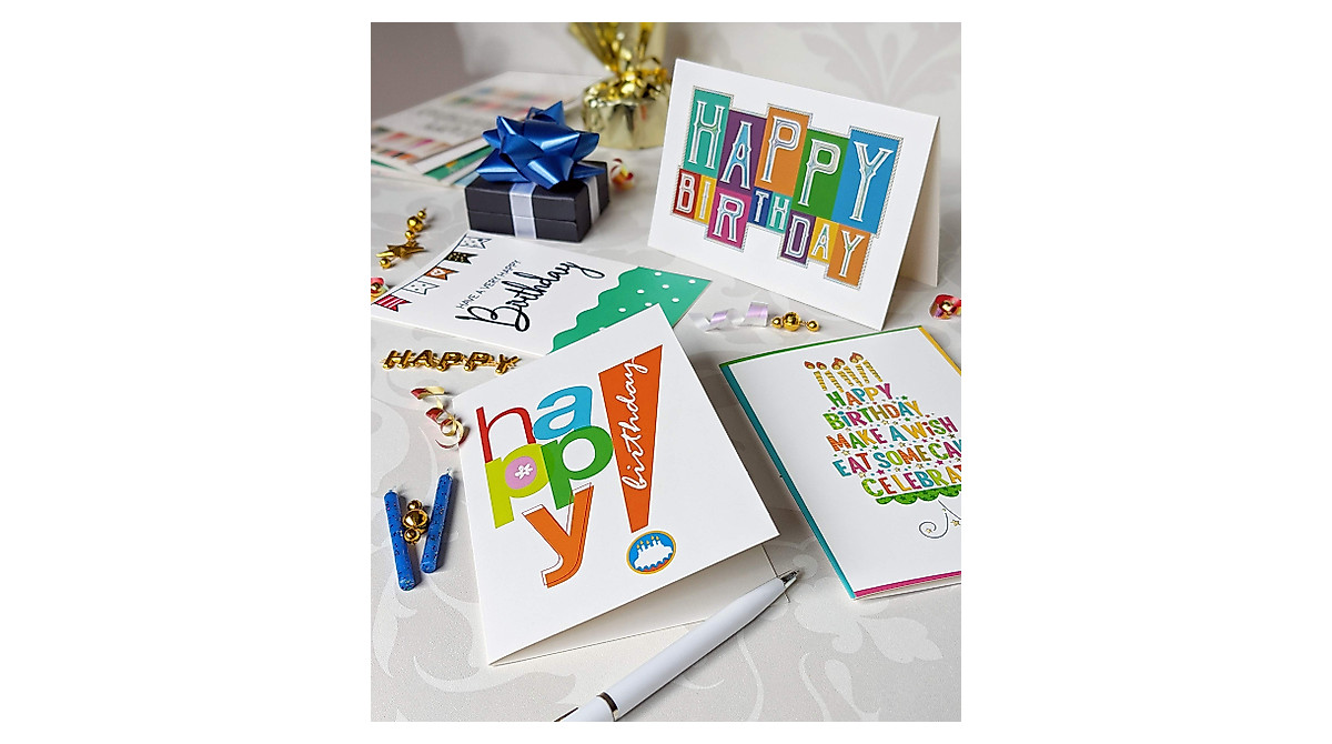 120 Birthday Cards Bulk Set with Envelopes & Stickers | Assorted Designs