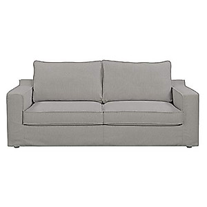 Serta Colton 85" Upholstered Living Room Sofa with Removable Slip Covers, Modern Track Arm Fabric Couch, Soft Comfortable Cushions, Linen Beige