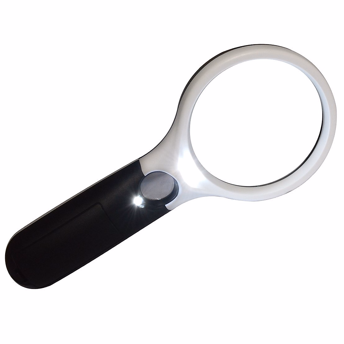 obmwang 3 LED Light 3X 45x Handheld Magnifier Illuminated Reading Magnifying Glass Lens Jewelry Loupe Ideal for Reading, Crafts, Hobby, Black and White Stitching