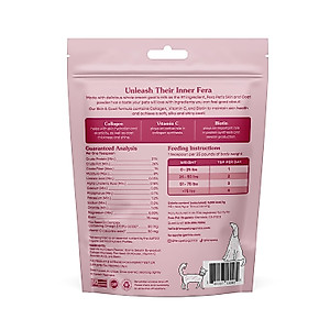 Fera Pet Organics Skin & Coat Goat Milk Cat & Dog – Vet Created - Pet Coat Thickness & Skin Hydration - Collagen, Biotin & Vitamin C - 60 Servings