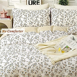 McVernon's Floral Duvet Cover Queen Size 3 Pieces, Flower Queen Duvet Cover with 2 Pillow Shams, Soft Bedding Set for All Season, Breathable, Zipper Closure, Queen(90''x90'')