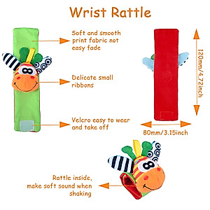 Baby Rattle Socks and Baby Foot Finder - Baby Toys 0-12 Months Baby Wrists Rattle and Socks Foot Finders Set - Developmental Infant Toys 0-12 Months for Baby Girls & Boys