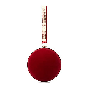 Olivia Miller Women’s Fashion Mary Round Ball Red Clutch w Detachable Chain Strap, Evening Handbag, Small Wedding Prom Party Pouch Bag