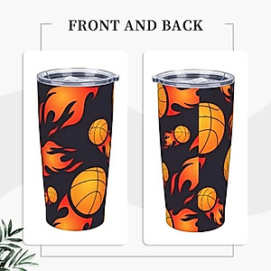 IYERSKD Basketball On Fire 20 oz Stainless Steel Tumbler Vacuum Insulated Leakproof Travel Mug for Car Office Gym