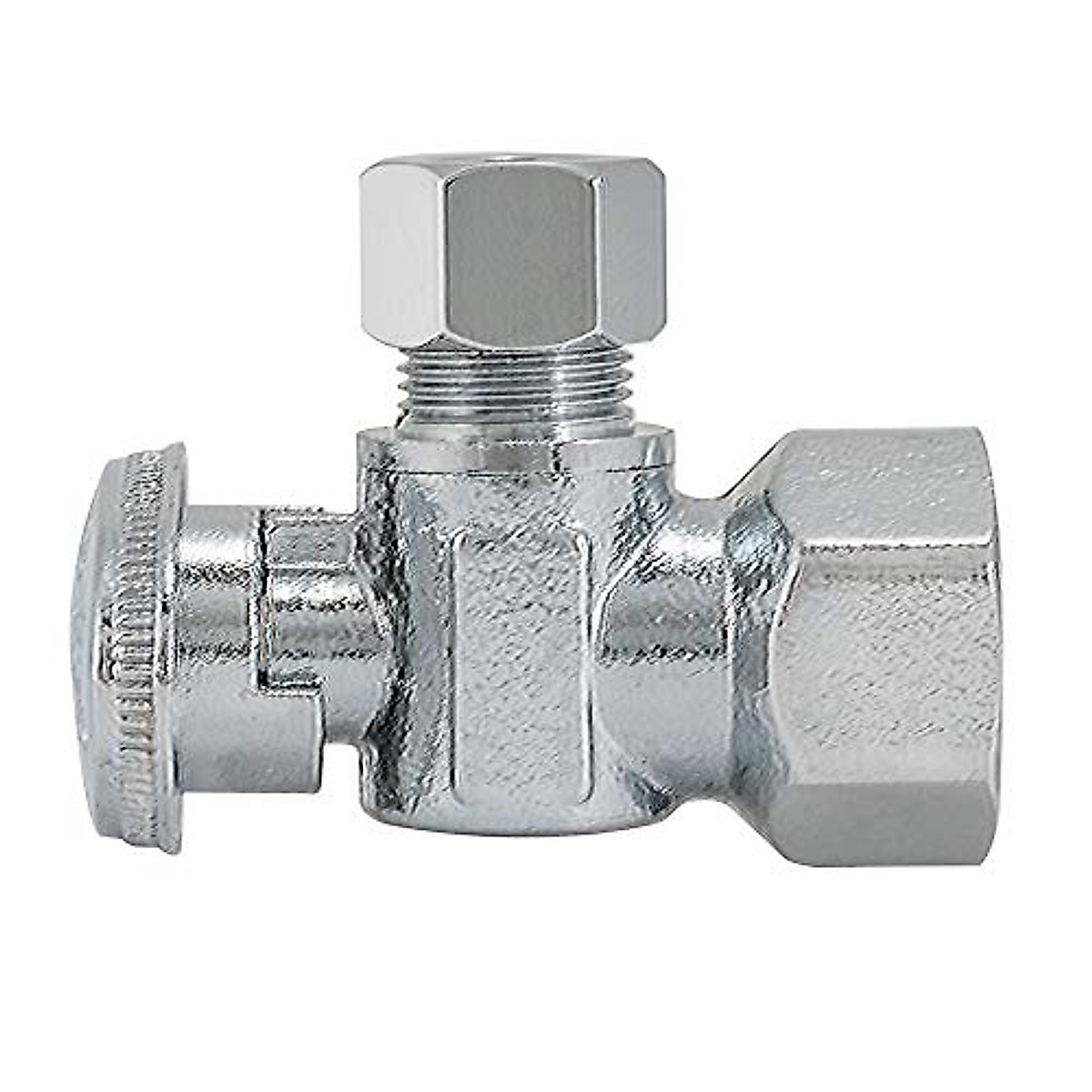 Eastman 1/2 Inch FIP x 3/8 Inch OD Compression Quarter Turn Angle Stop Valve, Brass Plumbing Fitting, Chrome, 10733LF