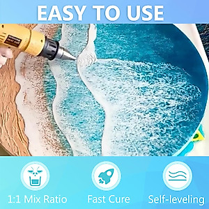 Epoxy Resin 32 oz, Crystal Clear Epoxy Resin Non Yellowing, Self Leveling with High Gloss, UV & Heat Resistant, Clear Resin Set for Jewelry Making, Art, Craft, River Tables, Beginner Friendly