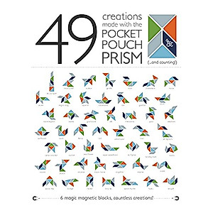 6 Piece Tegu Pocket Pouch Prism Magnetic Wooden Block Set, Tints