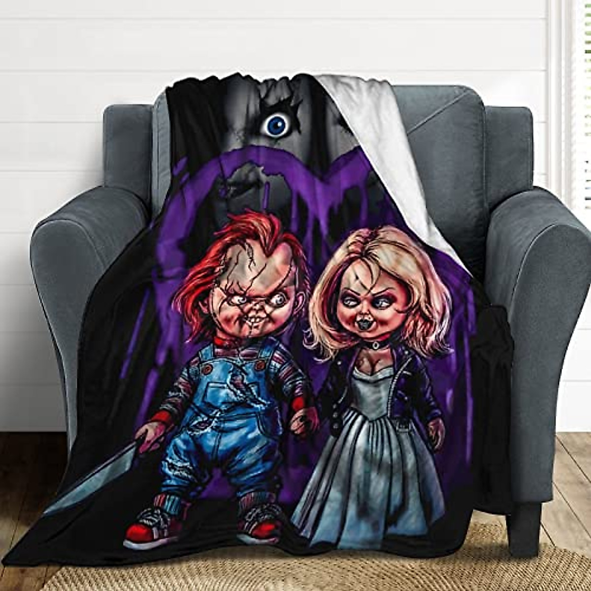 Chucky Flannel Blanket Air Conditioner Blanket Horror Movie Lightweight Soft Throw Blanket for Couch Bed Sofa 50"x60"