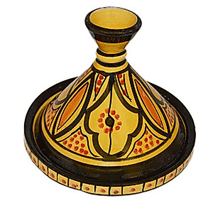 Moroccan Handmade Serving Tagine Exquisite Ceramic Verde Small Inches in Diameter Yellow